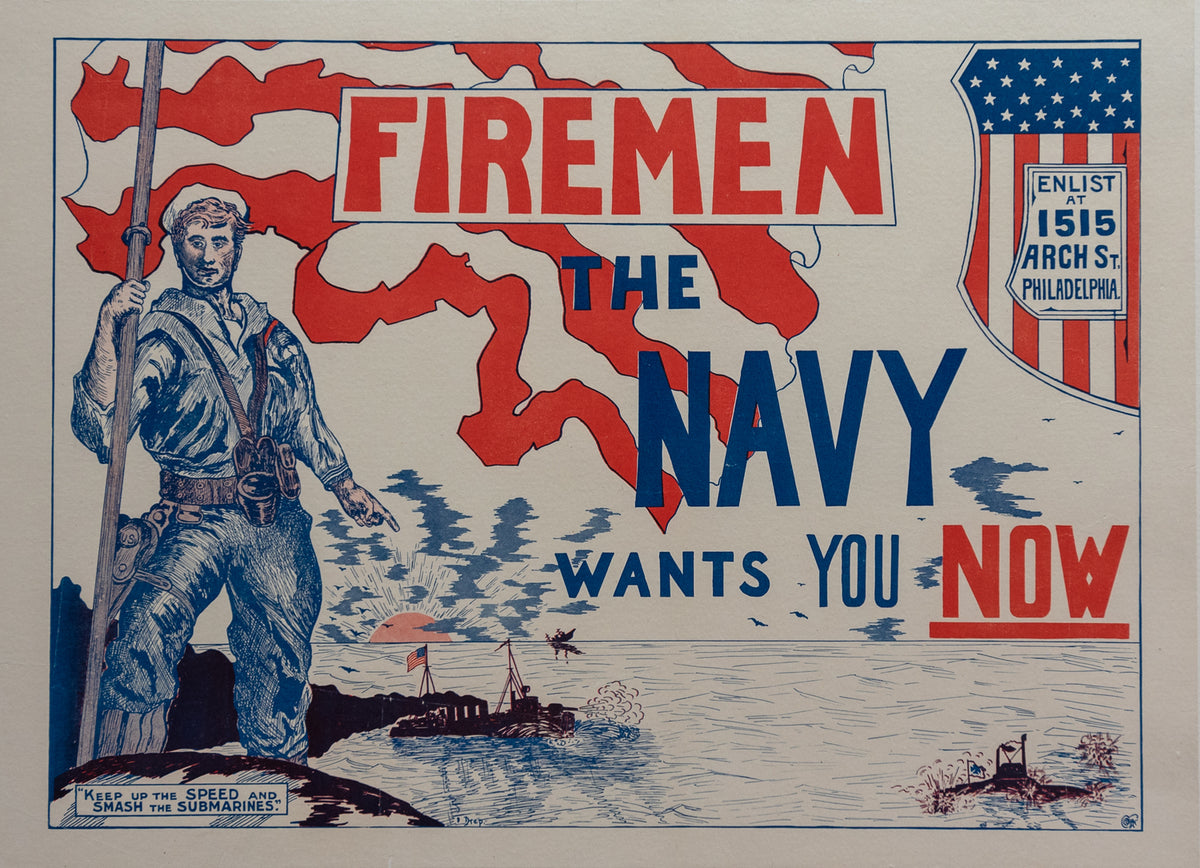 FIREMEN THE NAVY WANTS YOU NOW – Flying Cloud Fine Art Posters